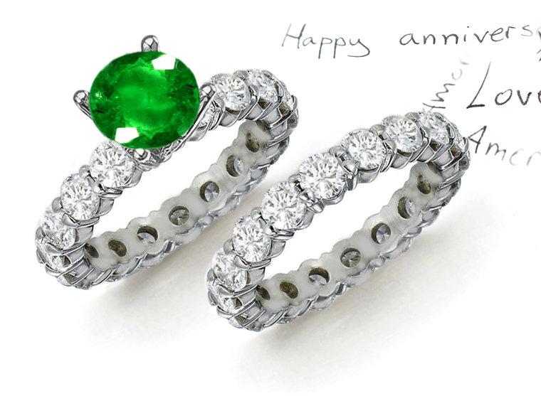 Designer Colored Gemstone Engagement Rings Wedding Rings Sets