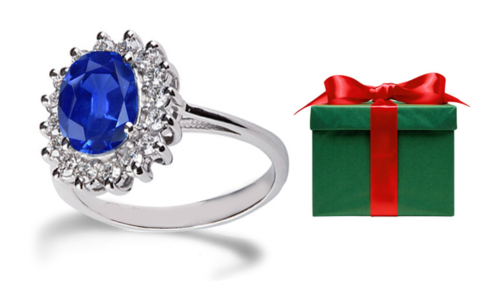 PRINCESS DIANA INSPIRED DIAMOND SAPPHIRE ENGAGEMENT RING